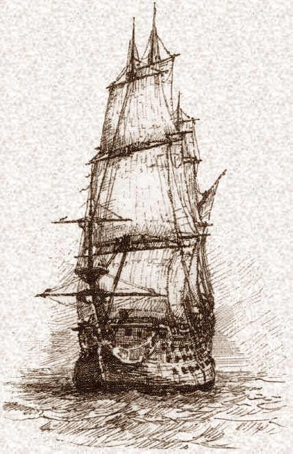 Navio Jacques Cassard, desenho de 1850 (c.). – Arquipélagos