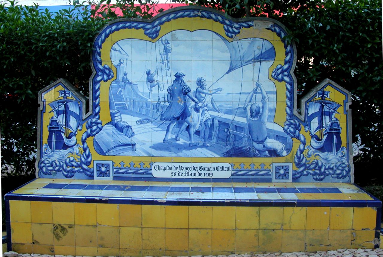 Chegada de Vasco da Gama a Calecute, azulejos, Por – Arquipélagos