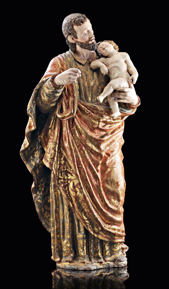 São José com o Menino Jesus, barro policromado, 1740 (c.), Portugal ...