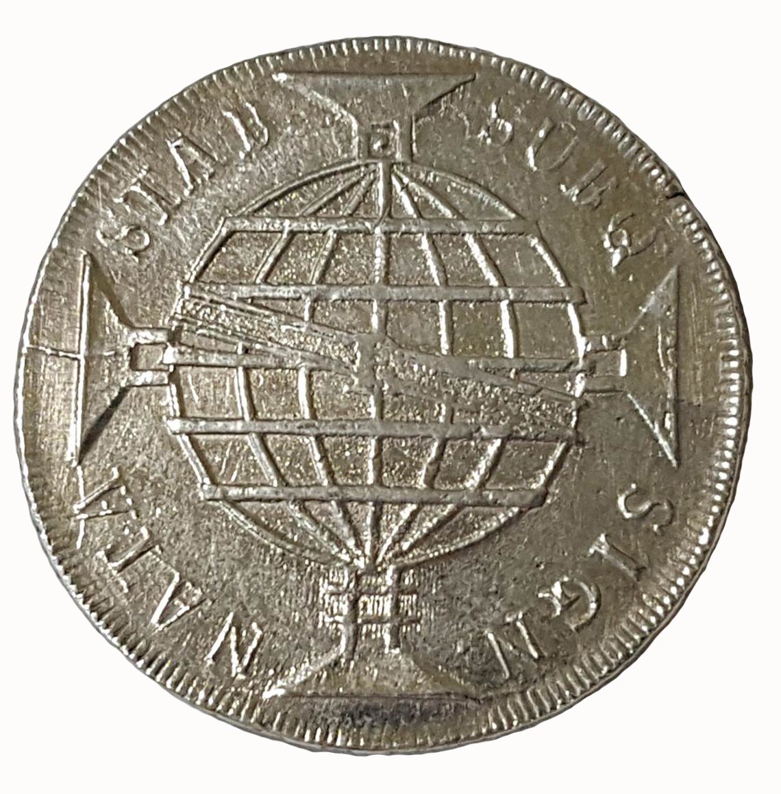 Esfera armilar da moeda de um patacão de prata, 960 réis, Rio de ...