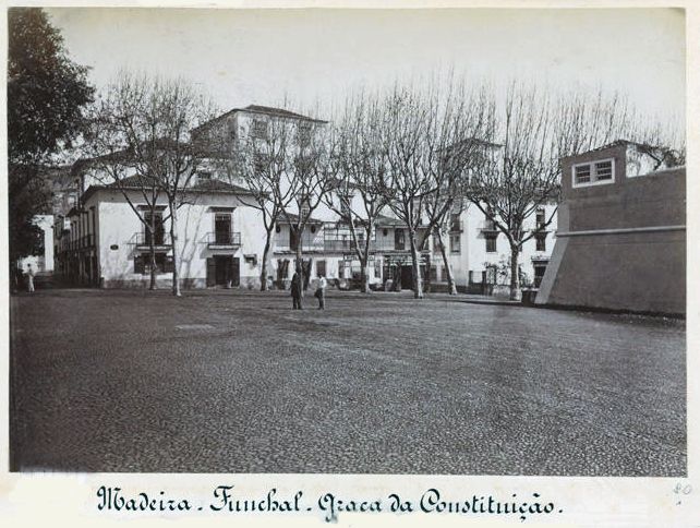 Praça da Constituição, bilhete-postal de 1895 (c.), Funchal, ilha da ...