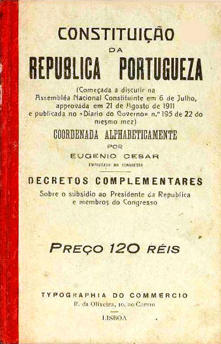 Constituição da República Portuguesa de 1911, Lisboa, Tipografia do ...