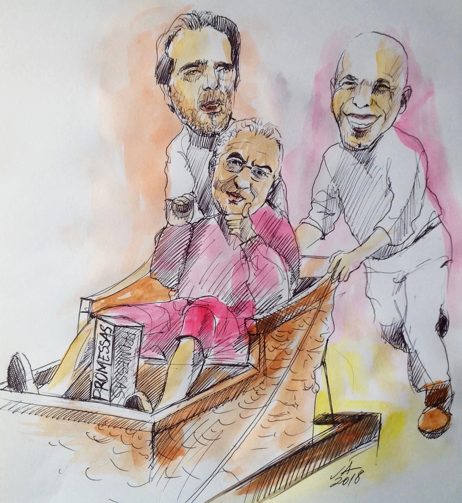 A condução do carro de cesto do Monte: Miguel Albuquerque, António ...