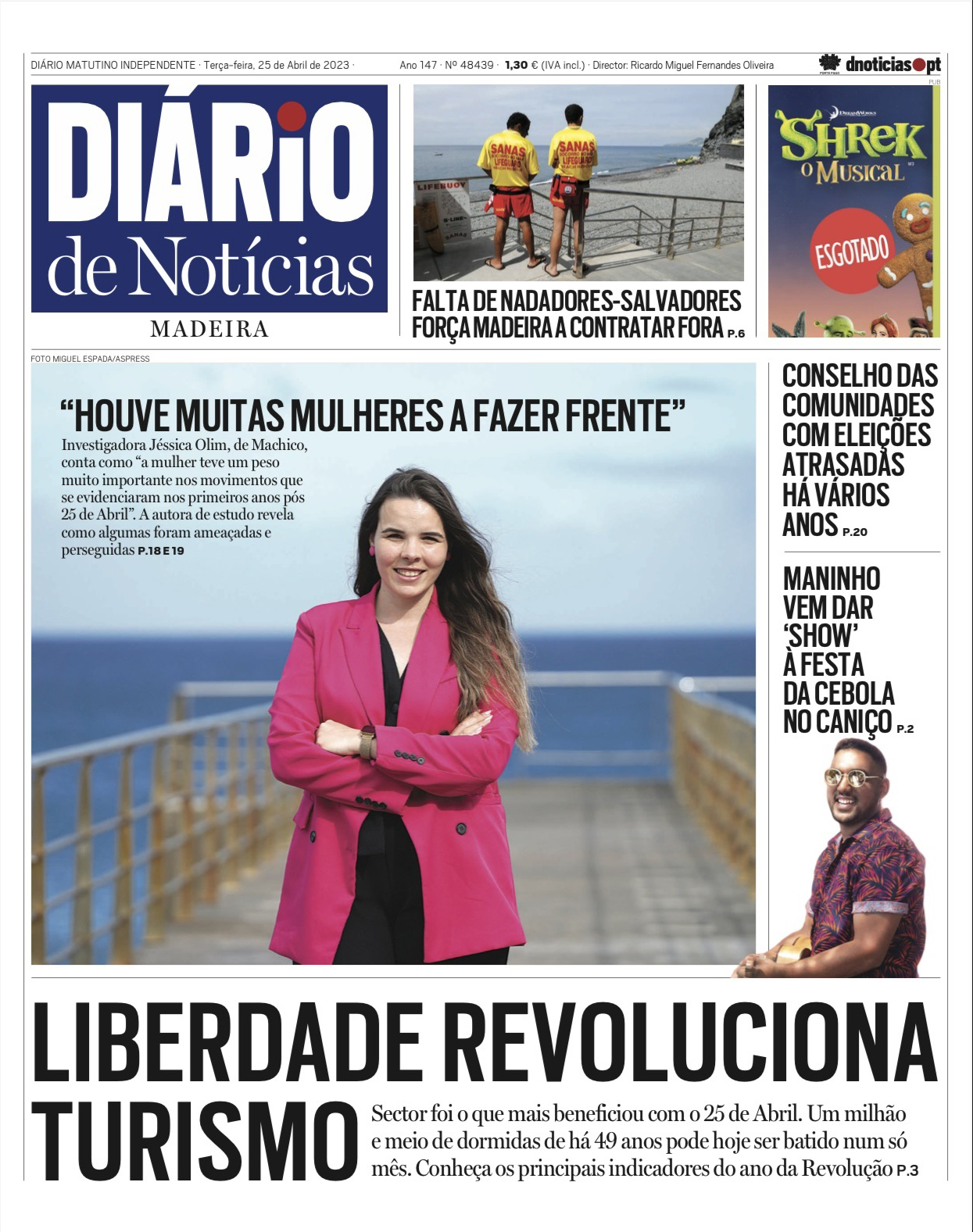 Jéssica Olim no Diário de Notícias do Funchal, 25 de abril de 2023 ...