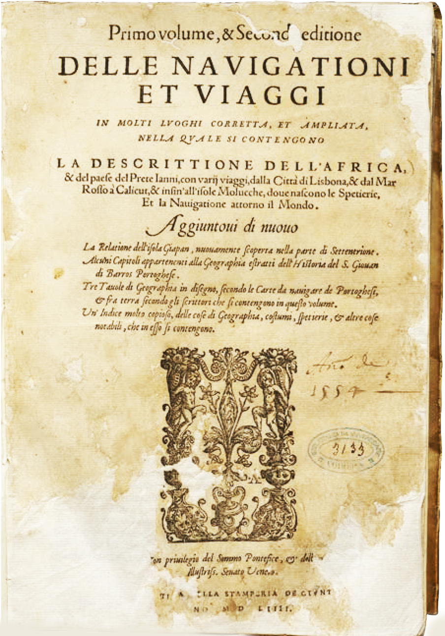 Primo volume, & seconda editione delle navigationi et viaggi, Livro de ...