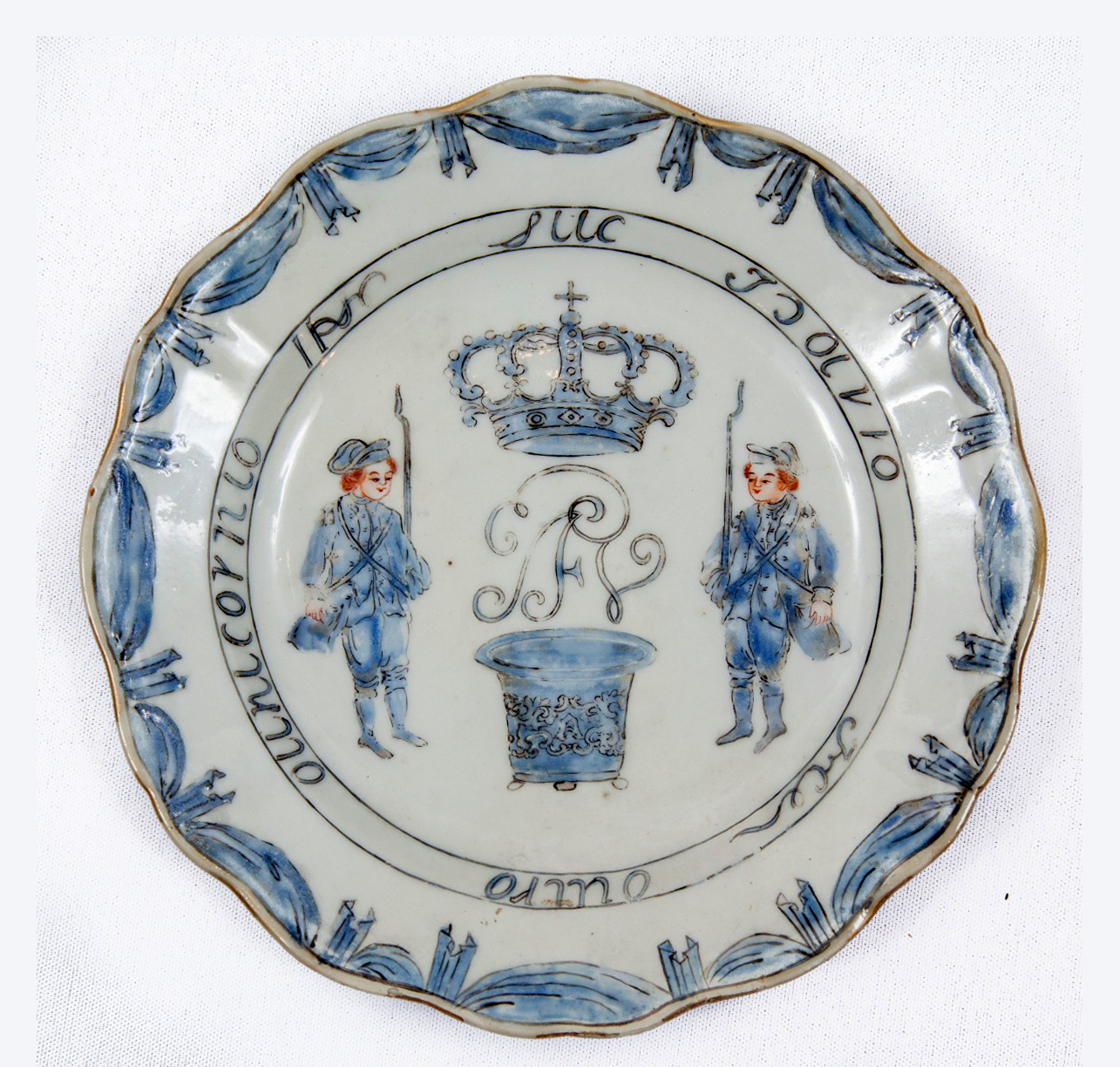 Covilhete recortada do serviço da Real Fábrica da Pólvora, China, 1776 ...
