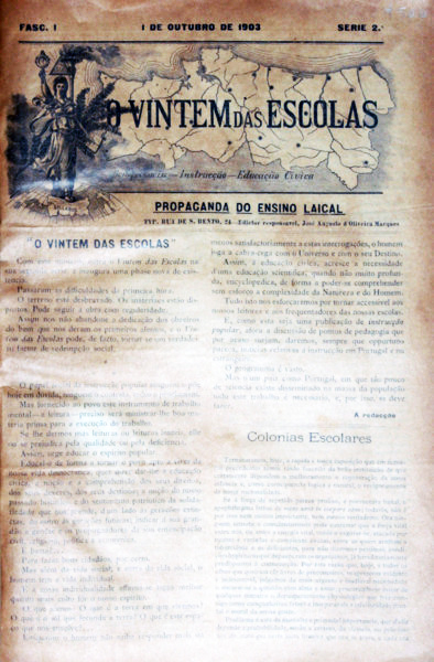 O Vintém das Escolas de 1 de outubro de 1903, fascículo 1 da 2.ª série ...