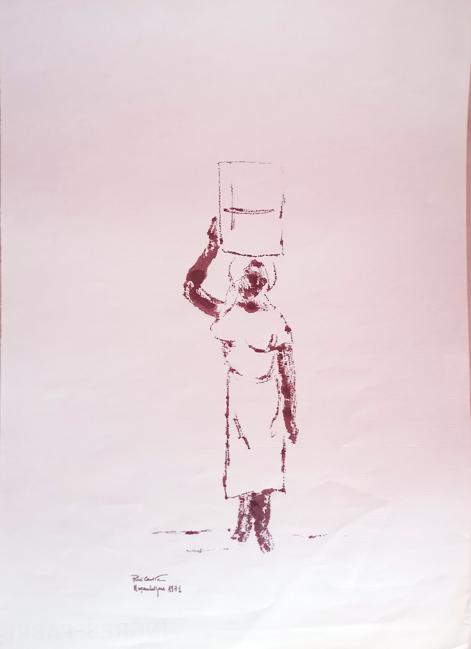 Mulher de Mueda, monotipia de Rui Carita, Moçambique, 1971, Funchal ...