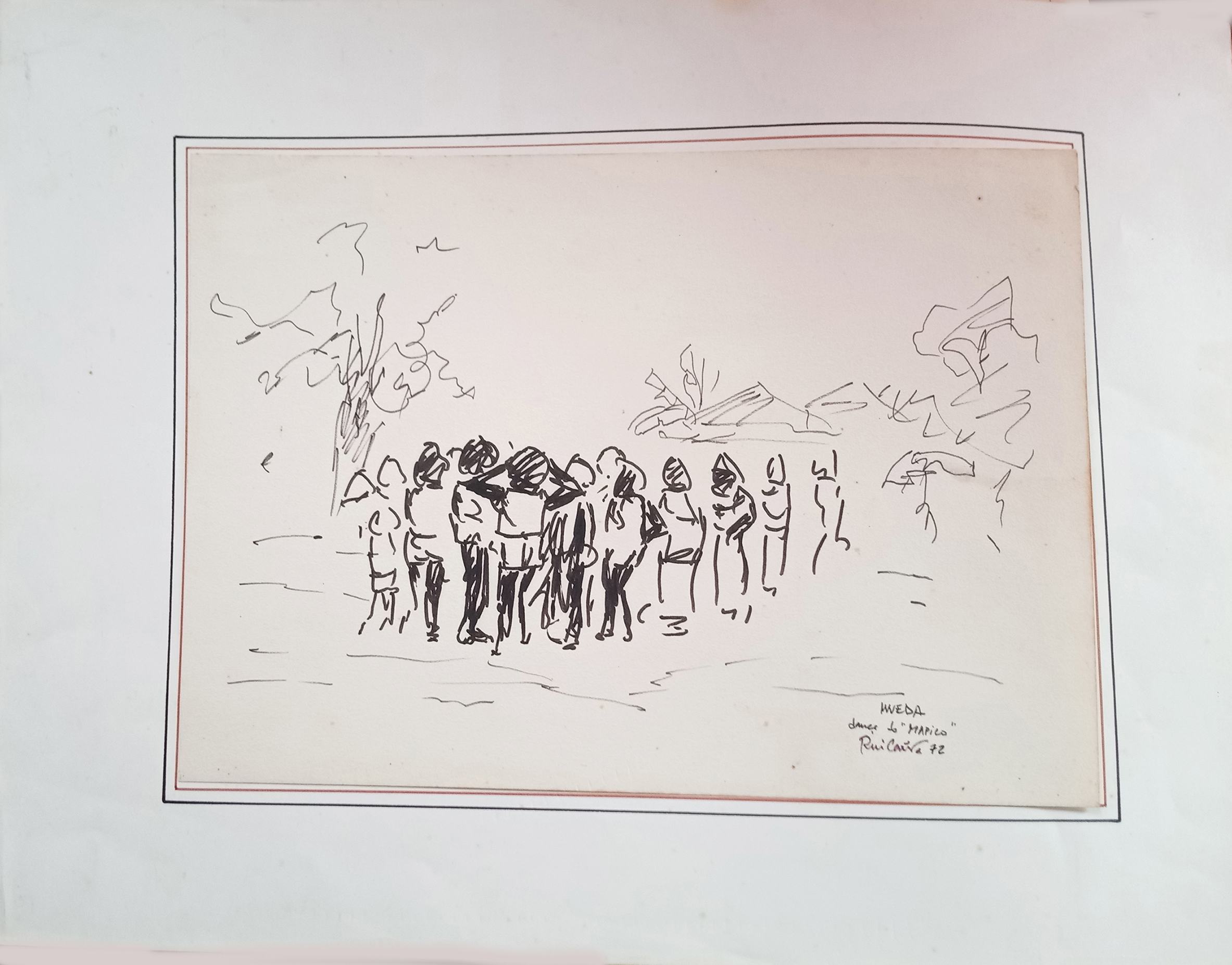 Mueda, dança de Mapico, desenho de Rui Carita, 1972, Moçambique ...