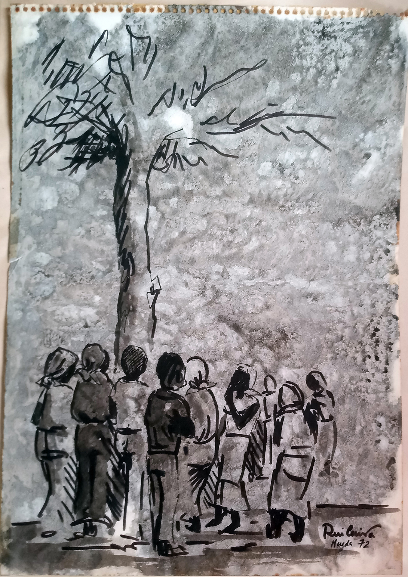 Mueda, dança de Mapico, desenho de Rui Carita, 1972, Moçambique ...