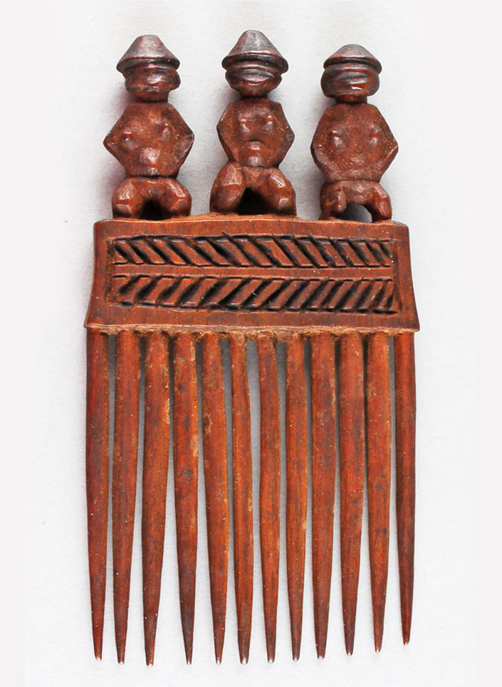 Pente Chokwe com três figuras humanas do The British Museum, trabalho ...